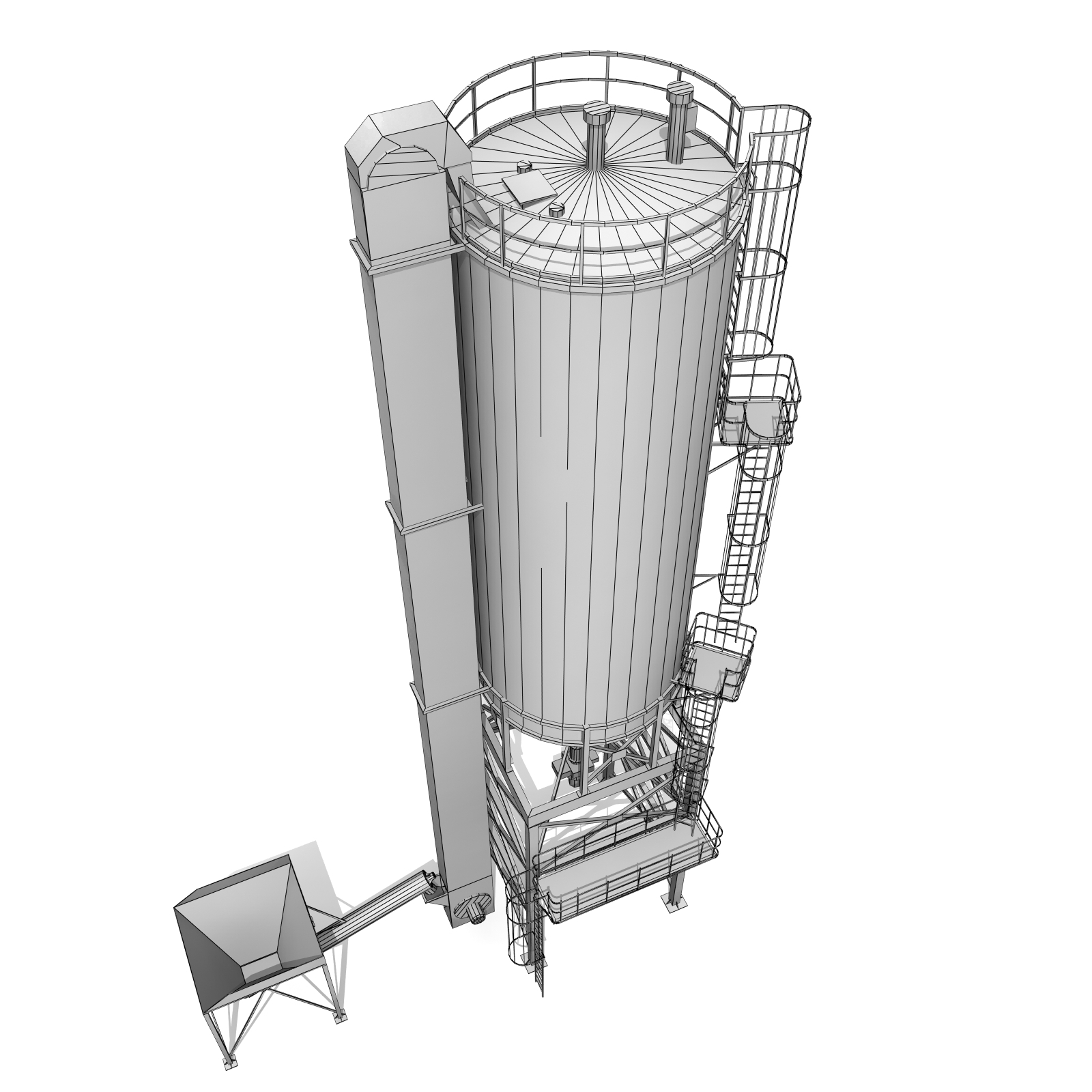 concrete silo 3d model