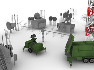 low-poly radar tower 3d model