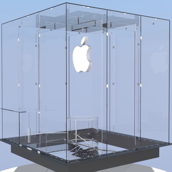 3dsmax glass cube entrance apple