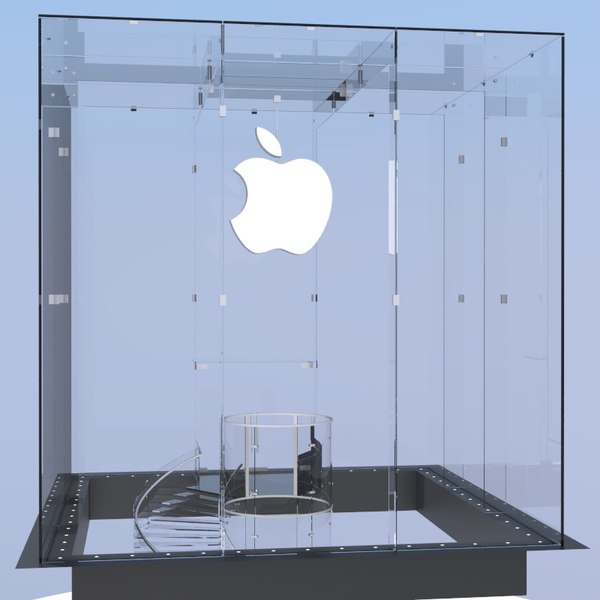 3dsmax glass cube entrance apple