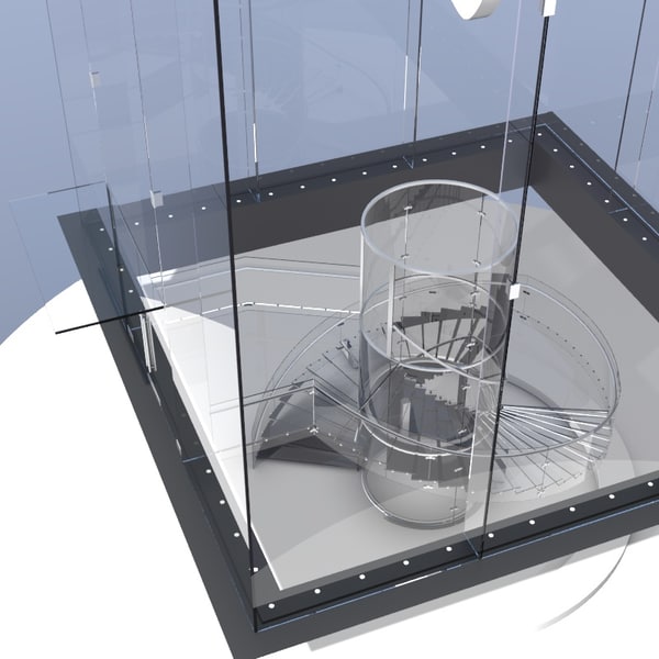 3dsmax glass cube entrance apple