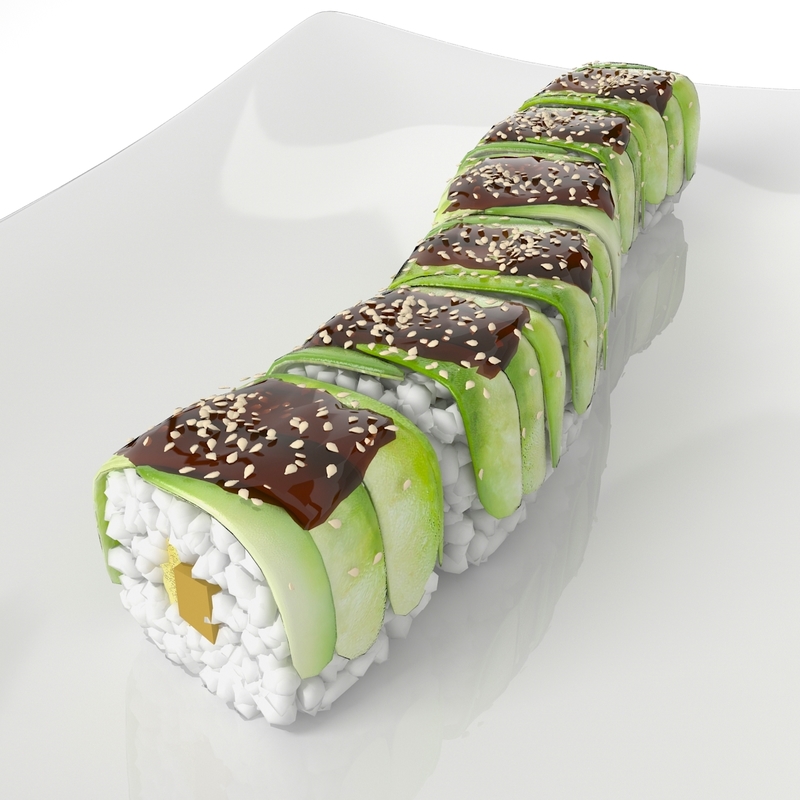 3d sushi green dragon