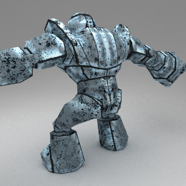 3d rigged metal golem model