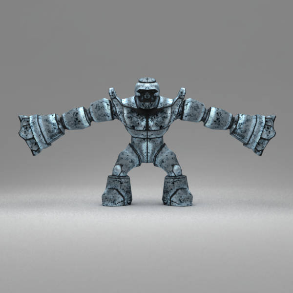 3d rigged metal golem model