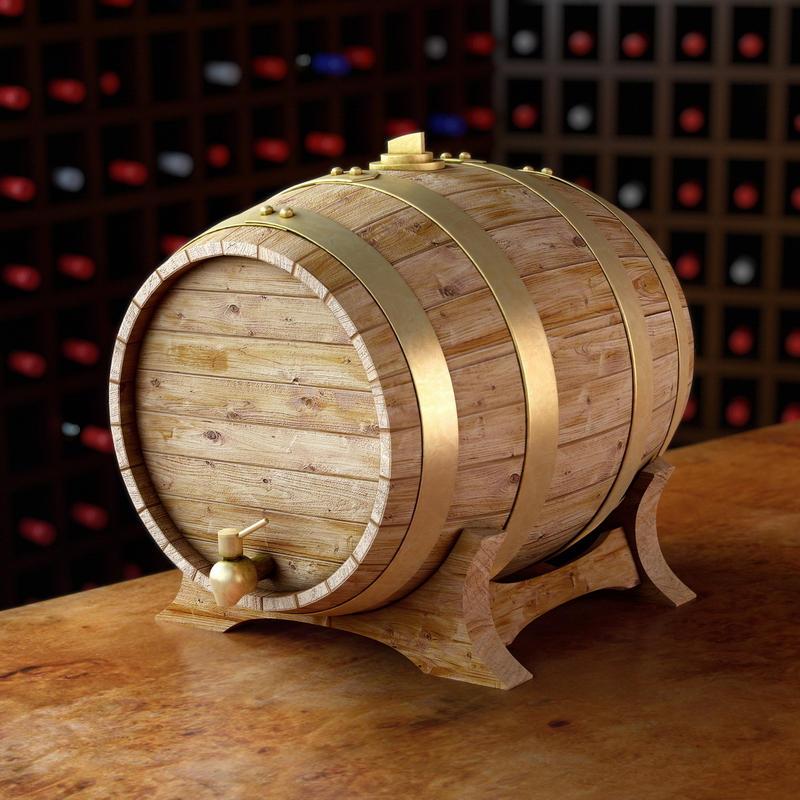 wooden wine barrel obj