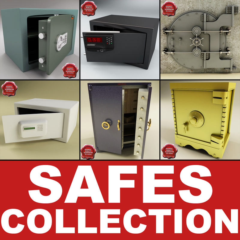 3d safes set modelled model