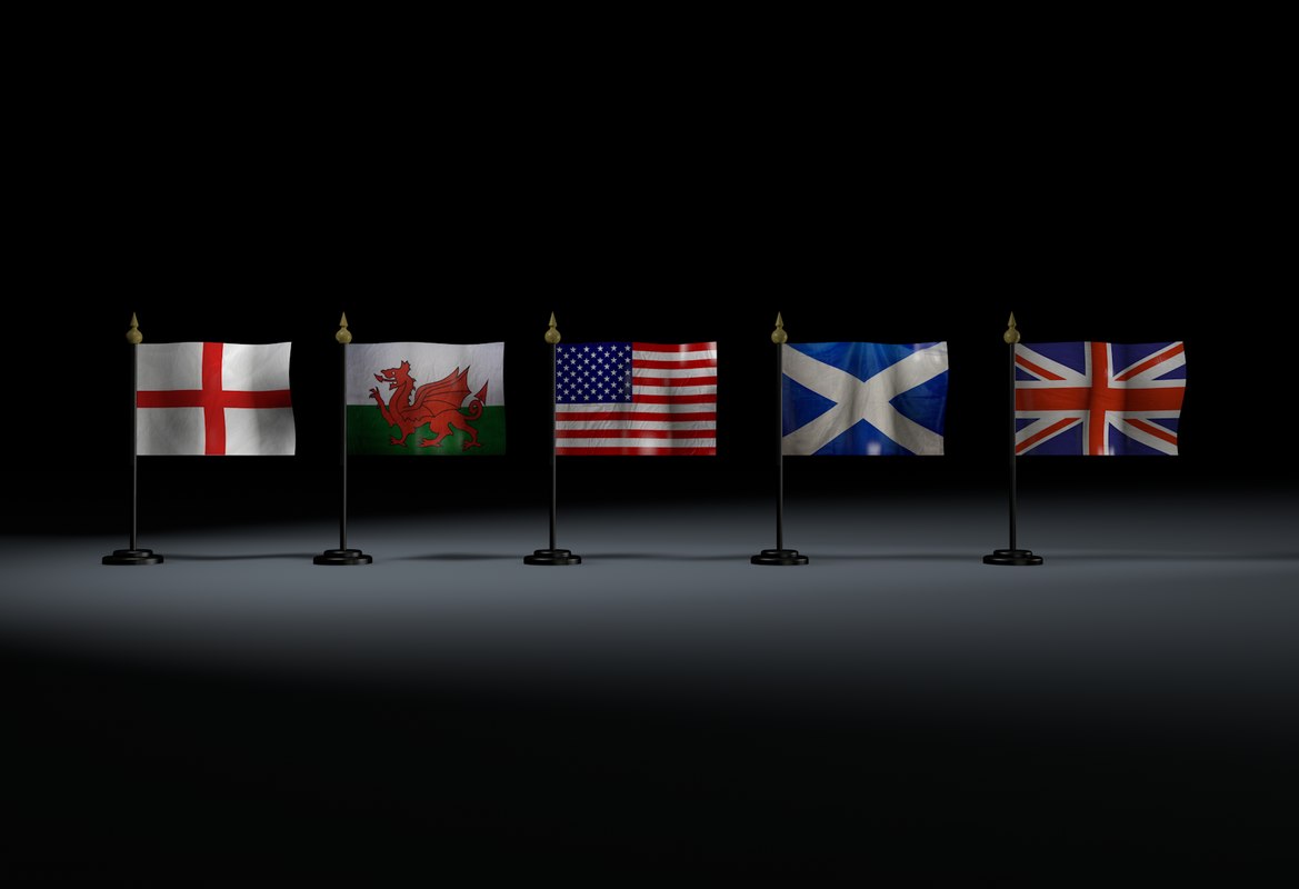 3d model mini flags scottish english