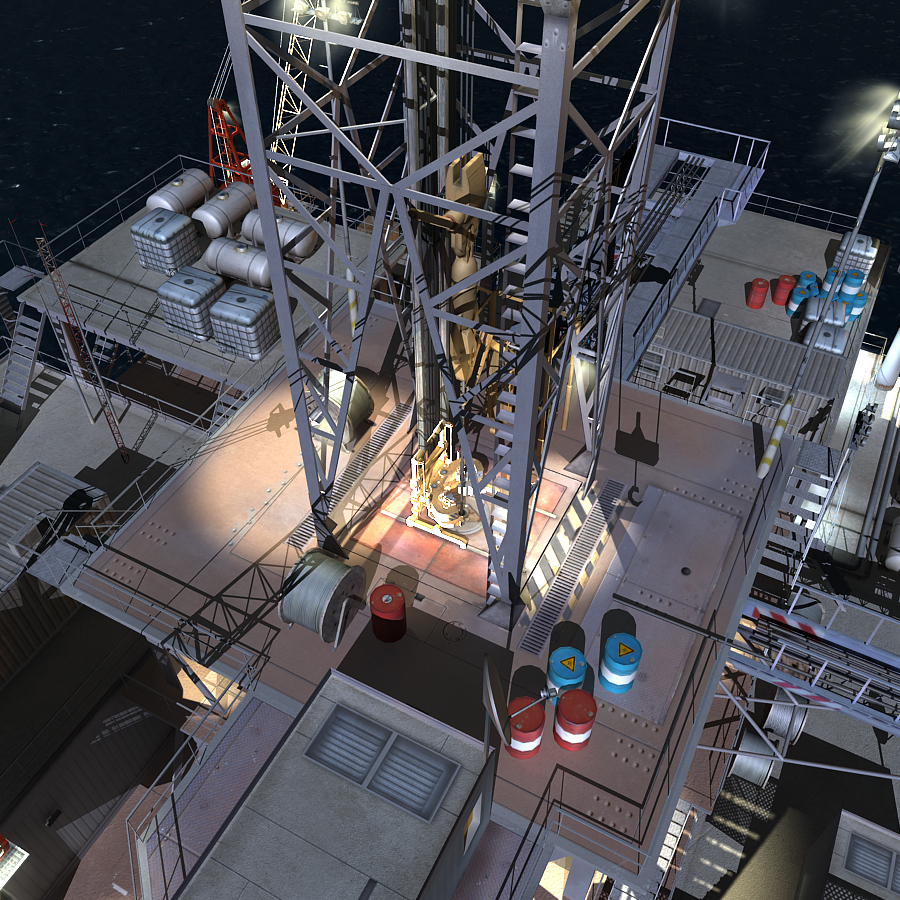 oil rig night scene max