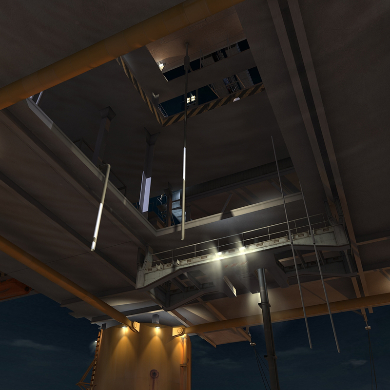 oil rig night scene max