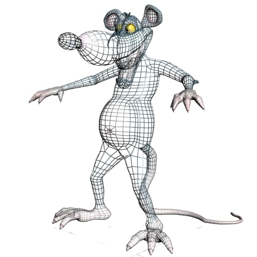 3d cartoon rats rigged pirate model
