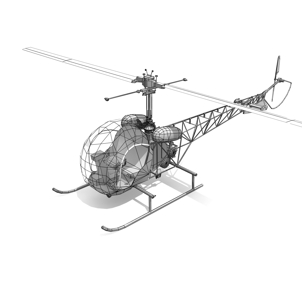 3d helicopter bell 47