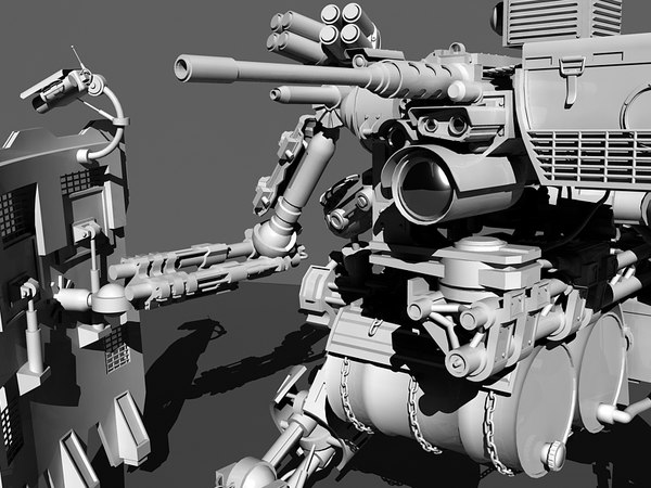 military robot artillery 3d model