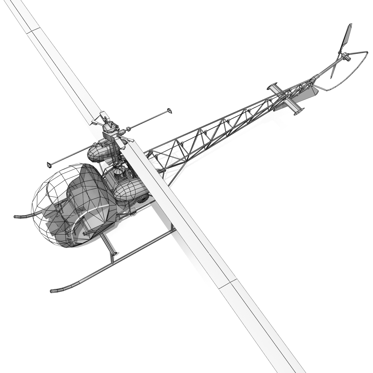 3d helicopter bell 47