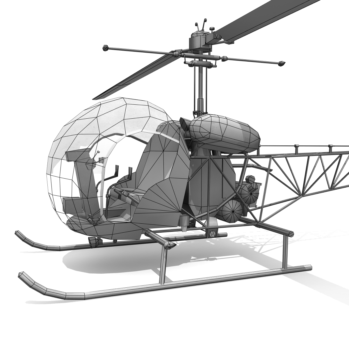 3d helicopter bell 47