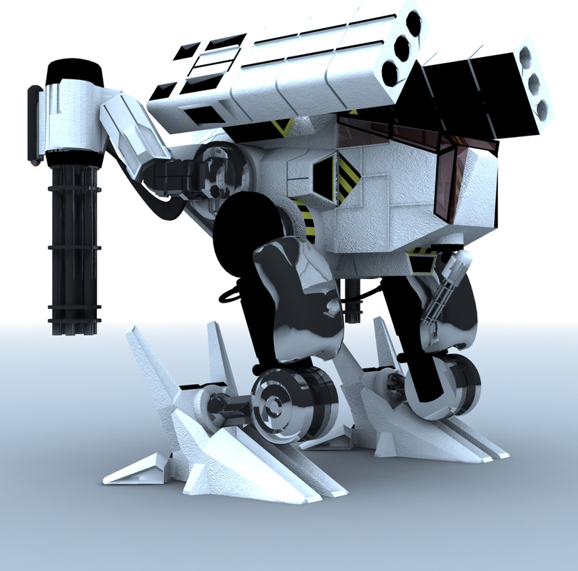 3d mech guns rocket