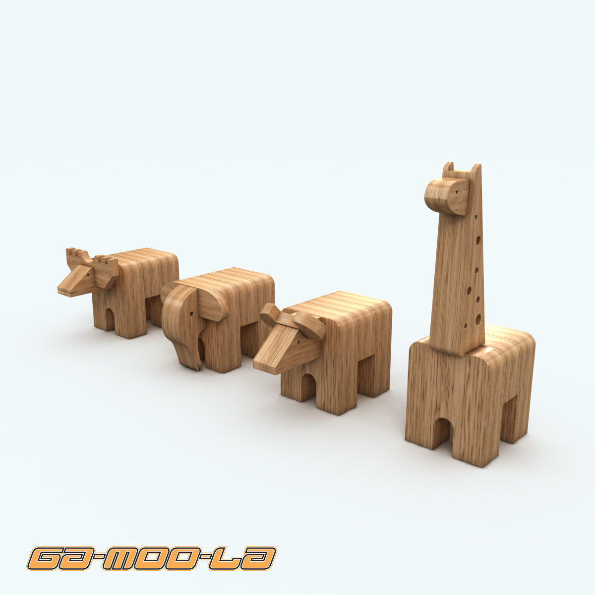 3d wooden toy animals