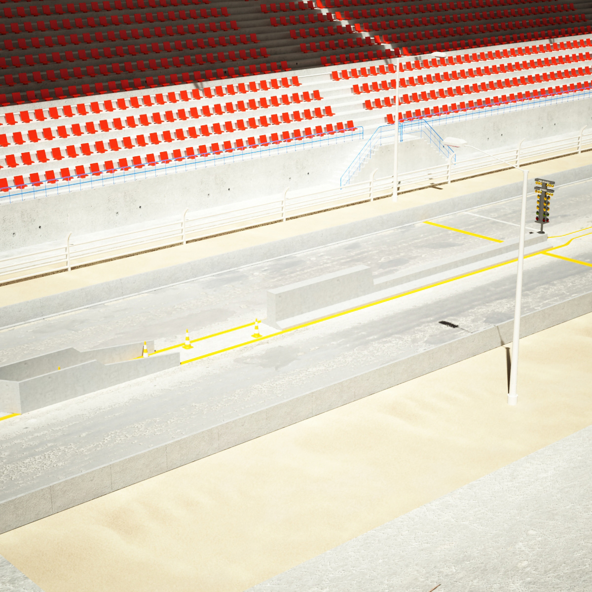 3d model dragway stadium fuel dragster