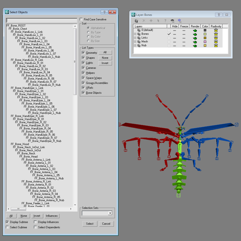 firefly bug rigged bones max