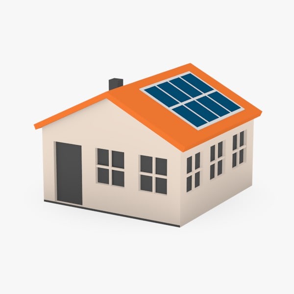 3d cartoon house solar panels