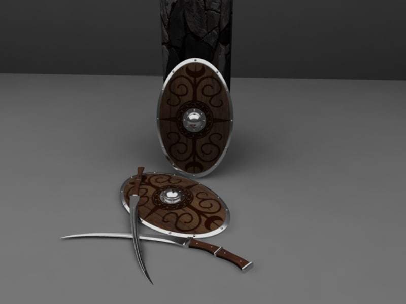 rhomphaia romphaia swords shield 3d ma