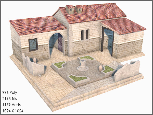 3d model classic greek buildings house