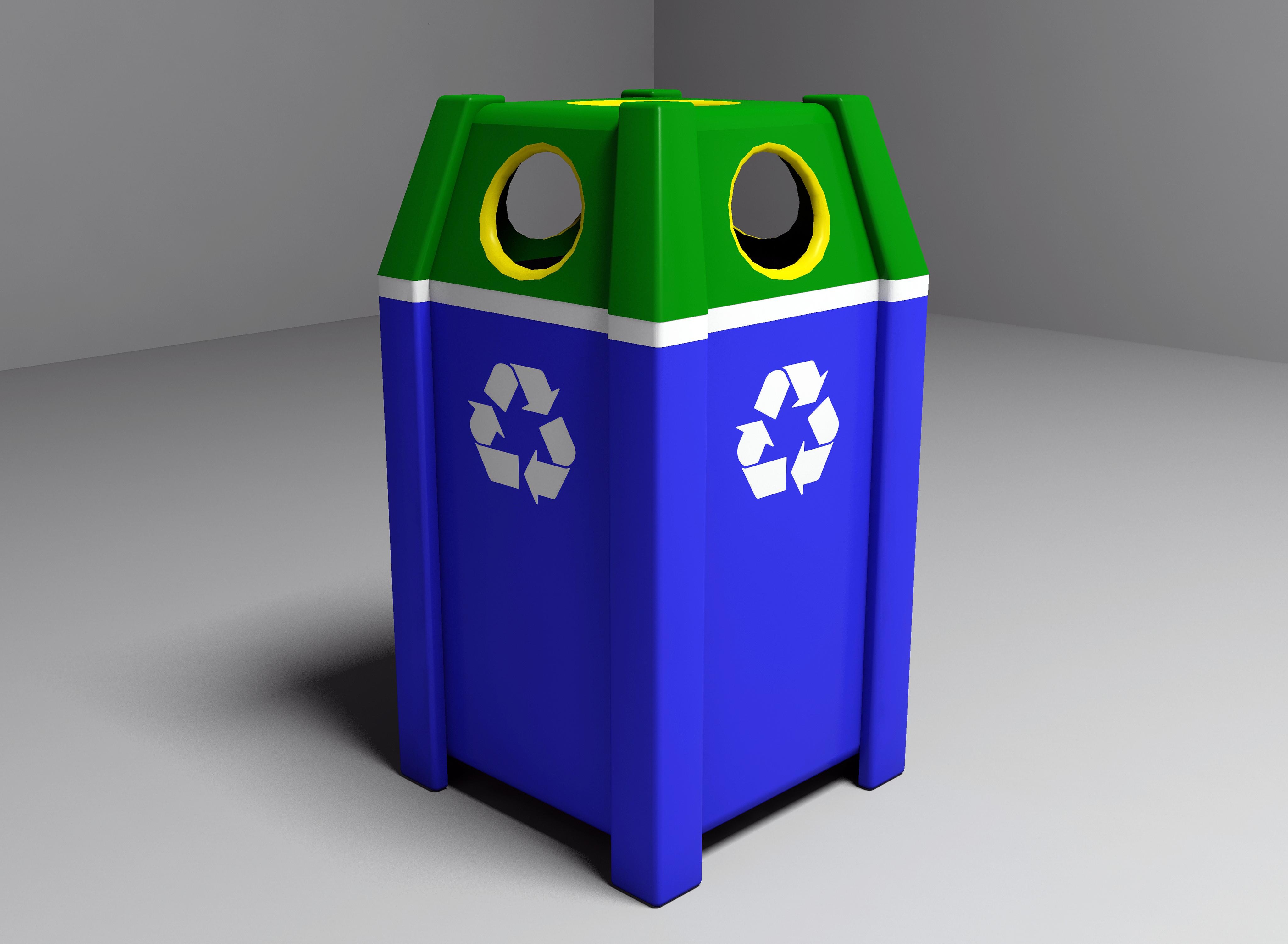 3d plastic recycle bin model