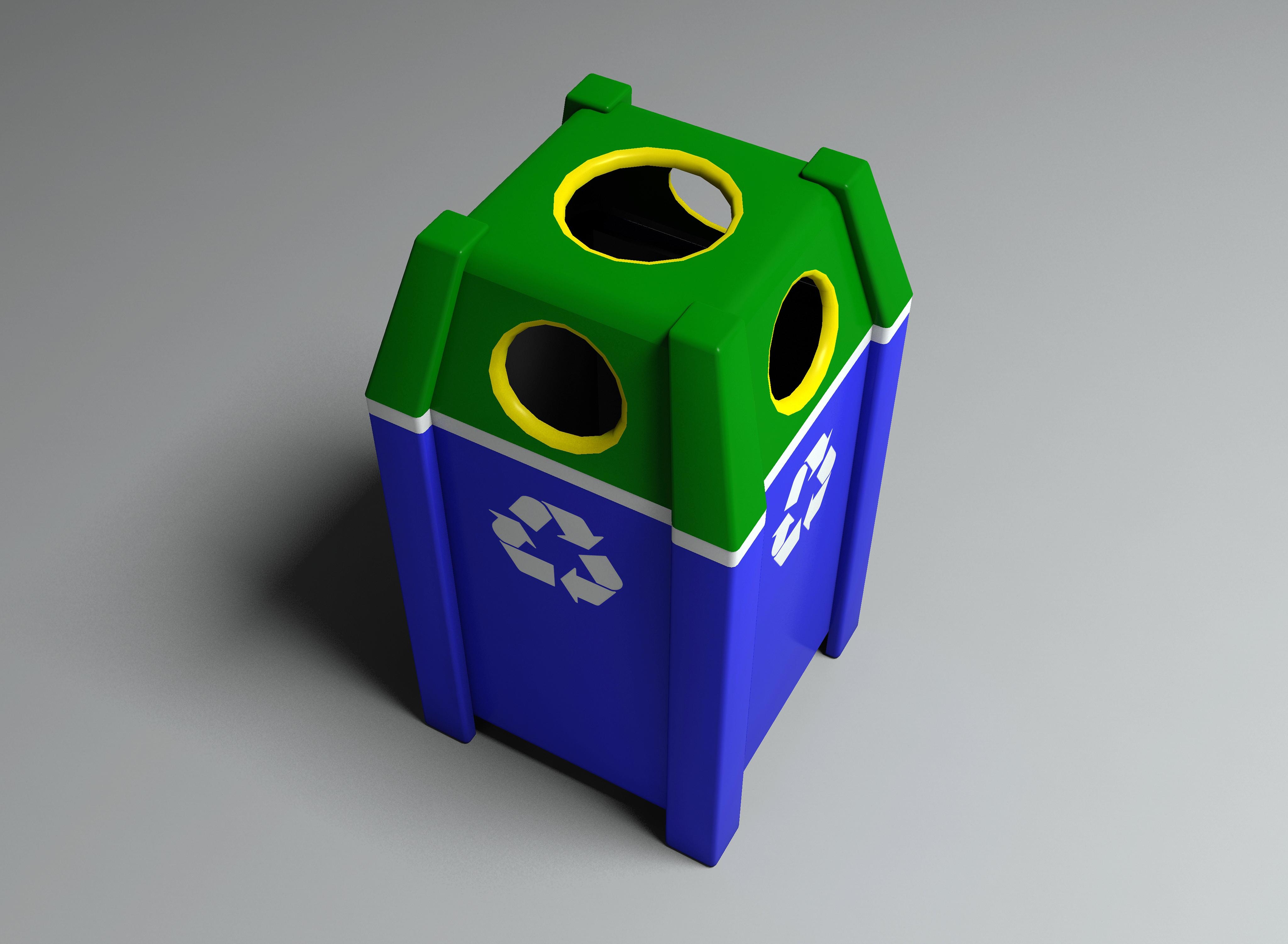 3d plastic recycle bin model