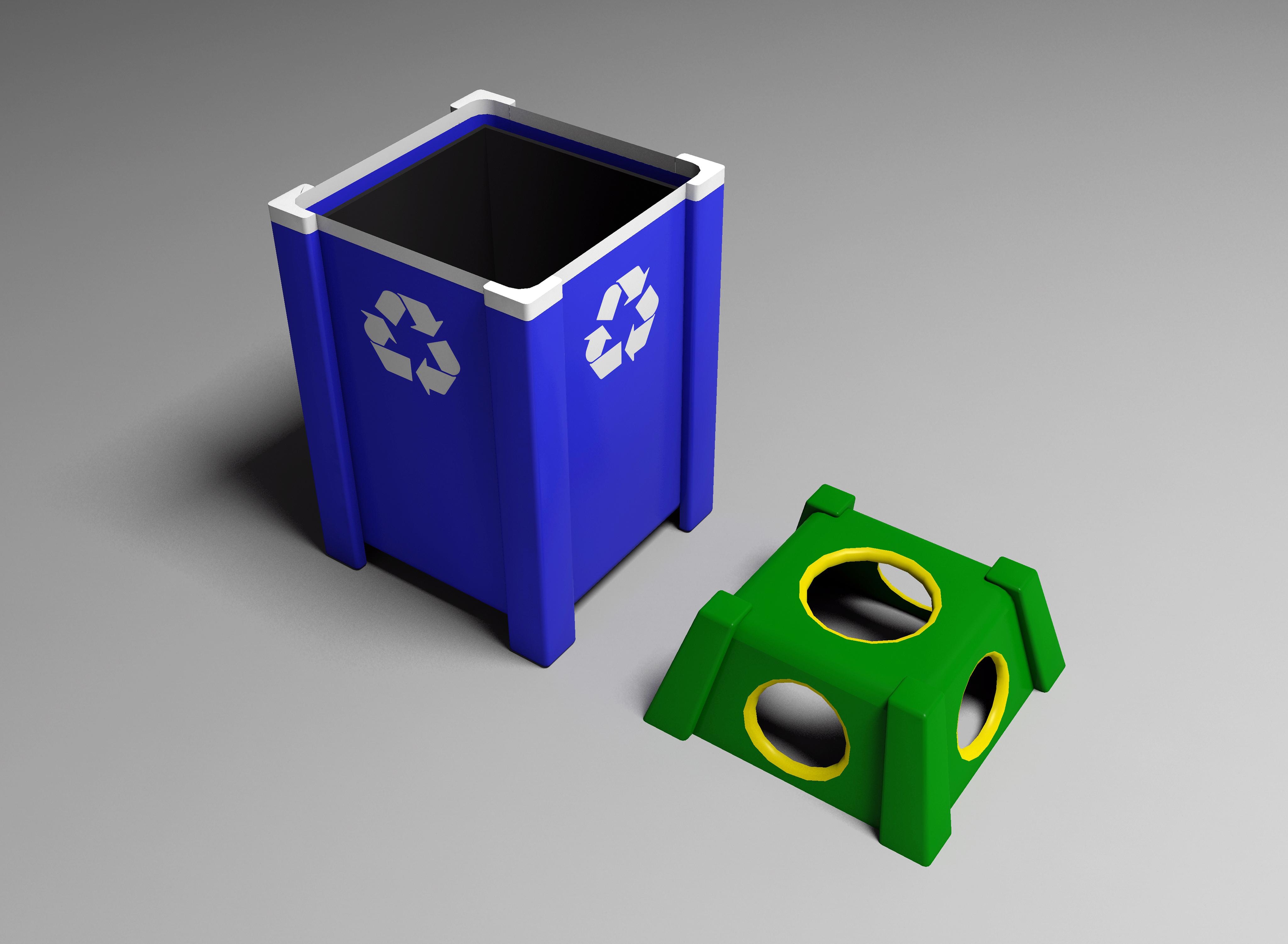 3d plastic recycle bin model