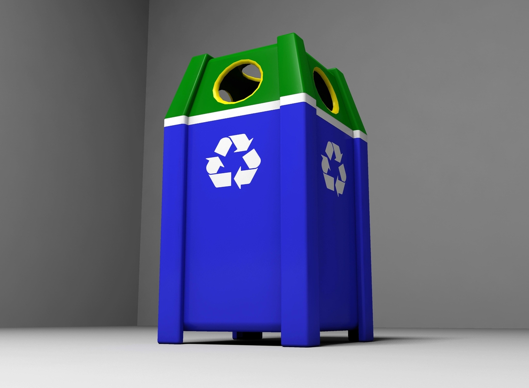 3d plastic recycle bin model