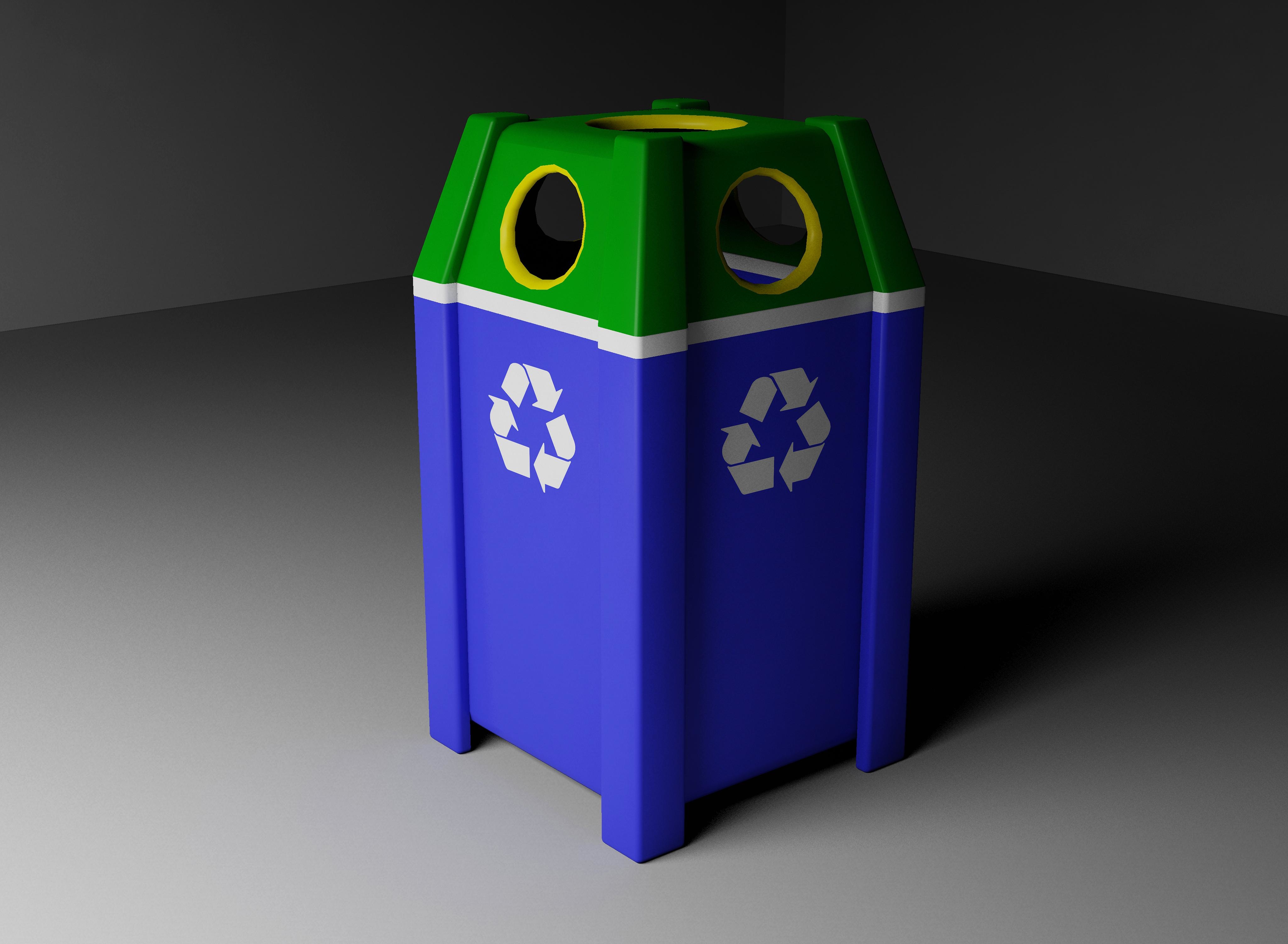 3d plastic recycle bin model