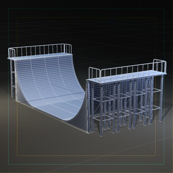 3d model skatepark ramp 1
