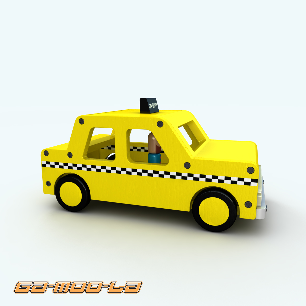3d wooden toy taxi