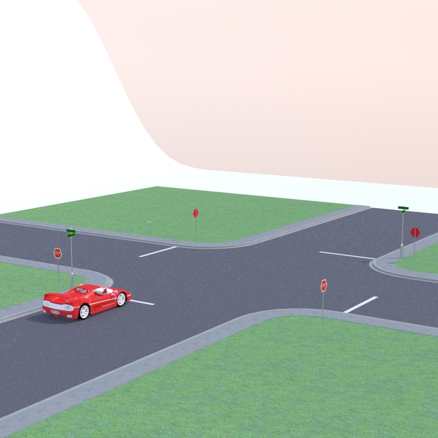 3d 4 way intersection