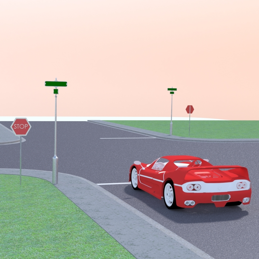 3d 4 way intersection