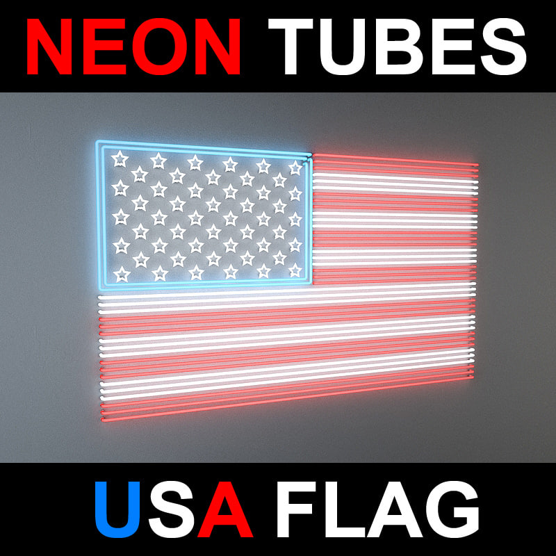 3d flag neon lights model
