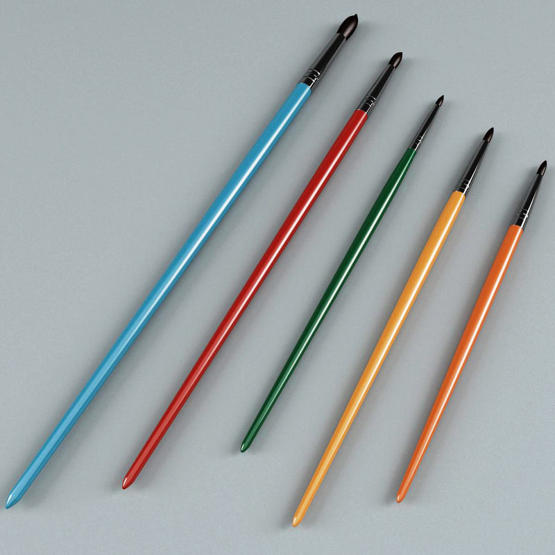 3d artist painting brushes model