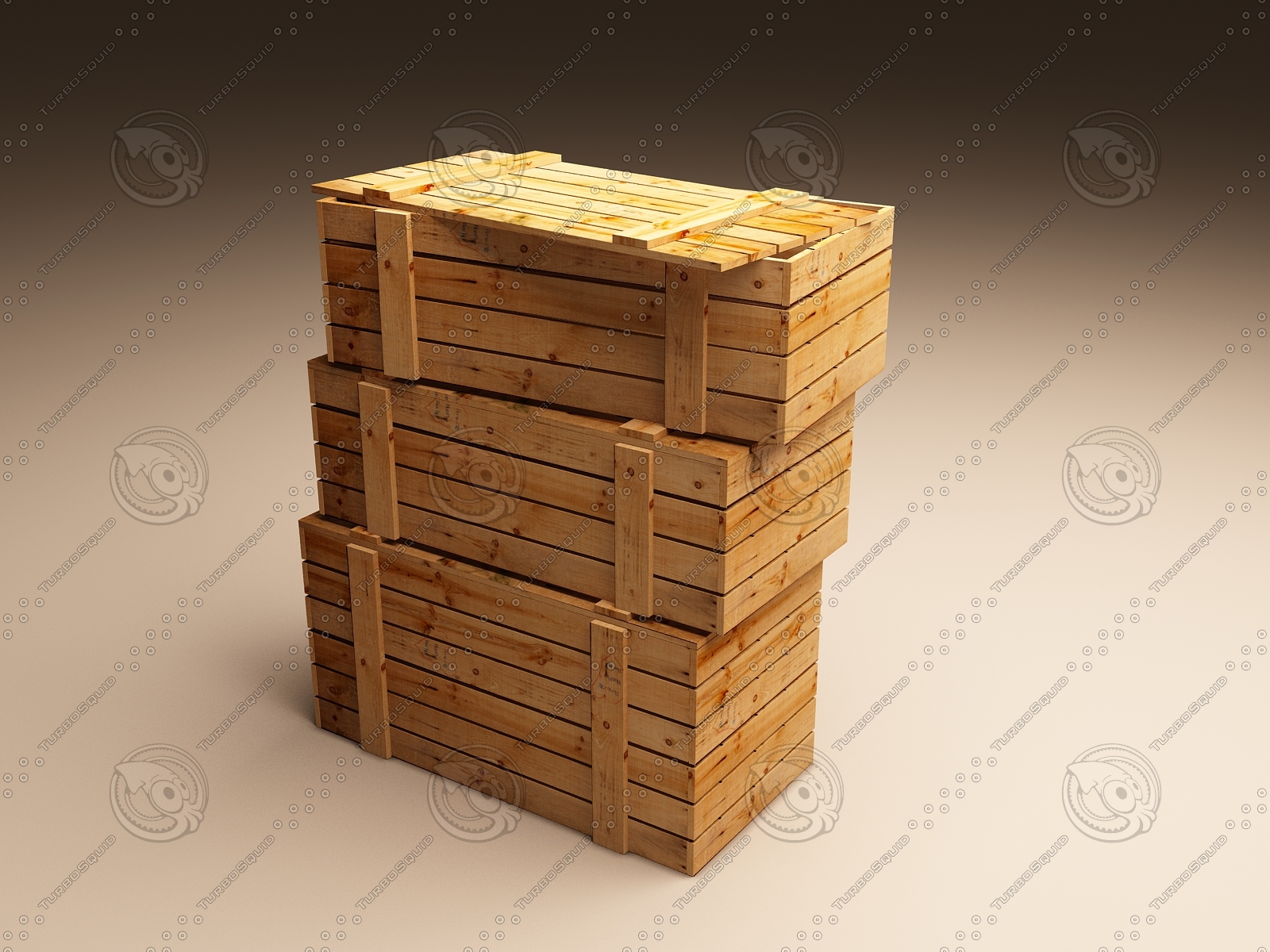 3d model wooden crate
