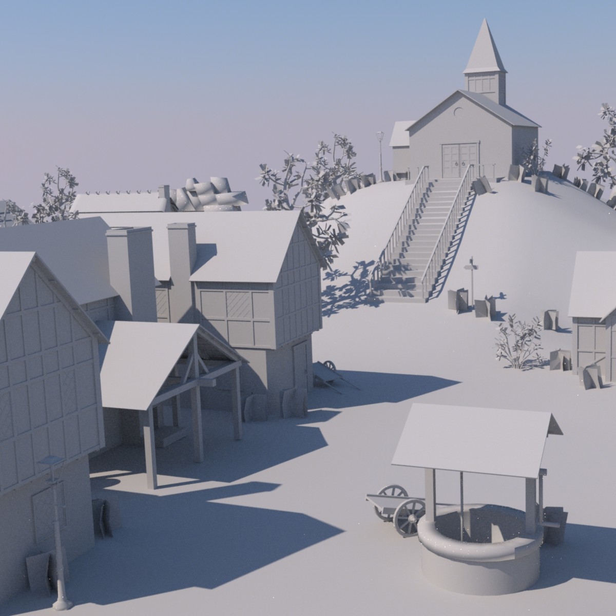3d medieval village