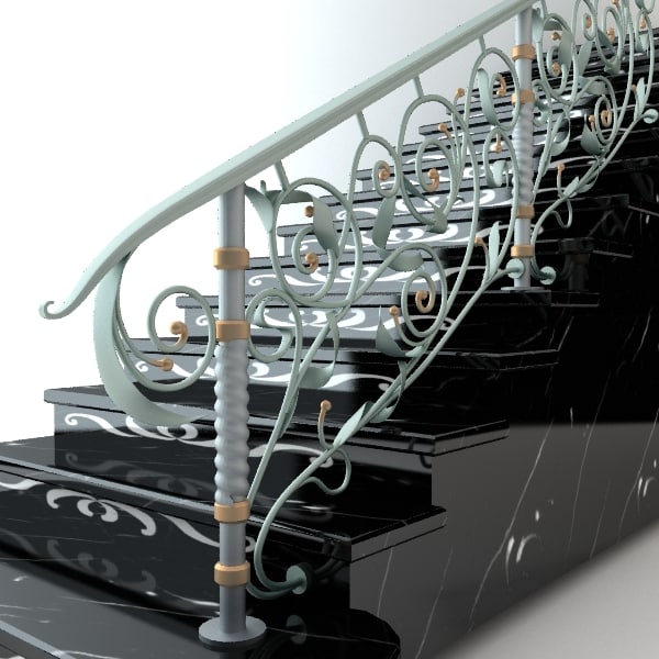 classical handrail 3d max