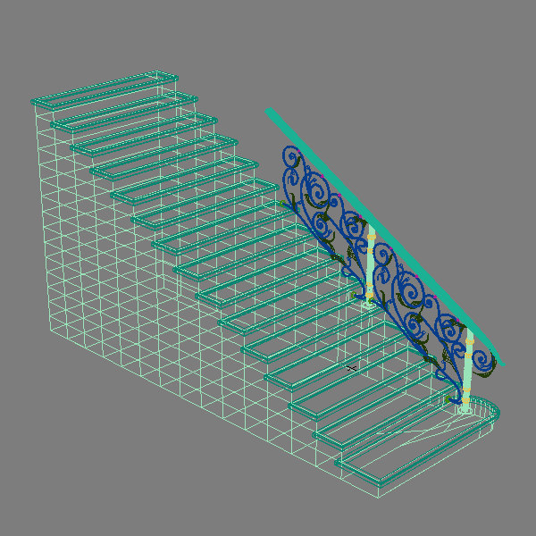 classical handrail 3d max