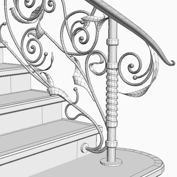 classical handrail 3d max