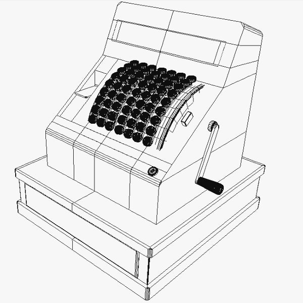 3d retro cash register