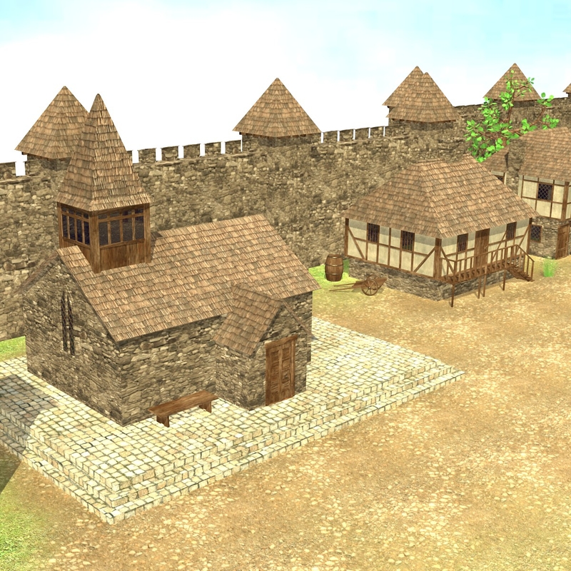 3d medieval town model