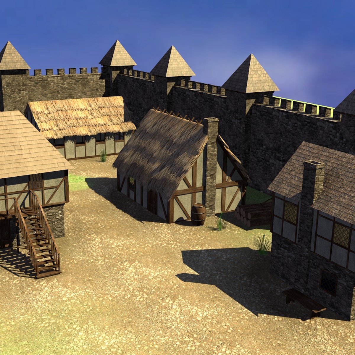 3d medieval town model