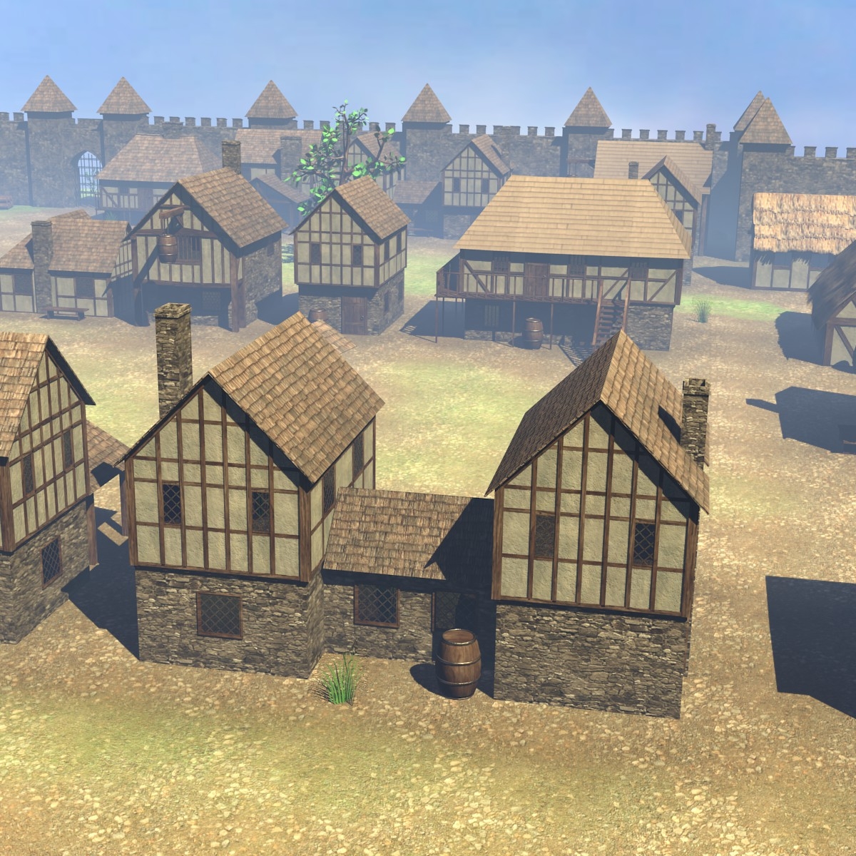 3d medieval town model