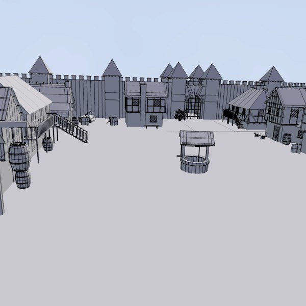 3d medieval town model