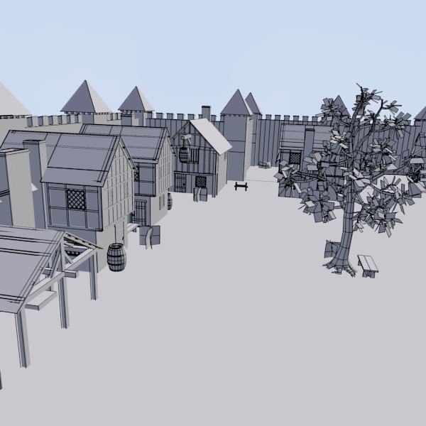 3d medieval town model