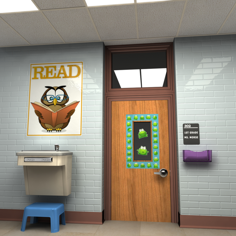 3ds classroom doorway door hallway