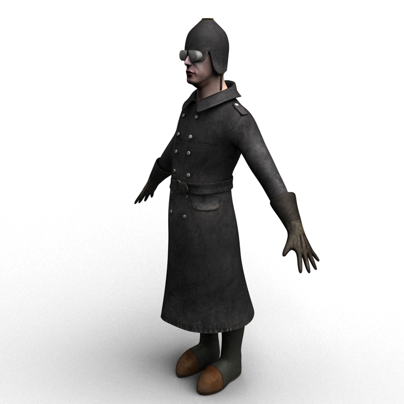 rigged ww1 german pilot 3d model