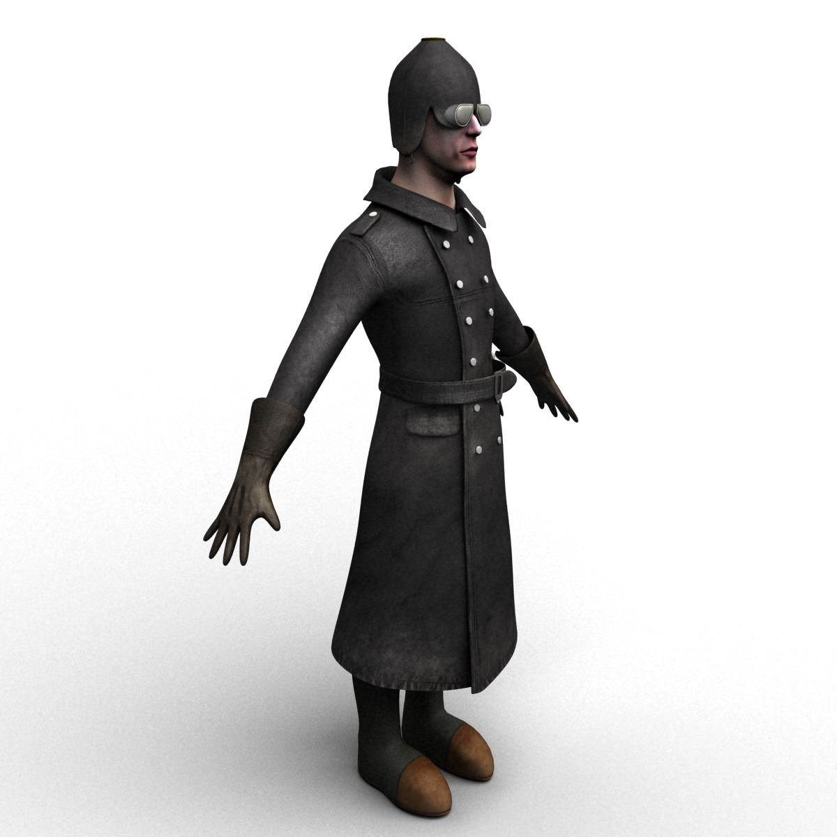 rigged ww1 german pilot 3d model